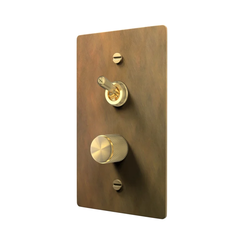 Aged Brass Dimmer and Toggle Switch Plate | Getswitches.com