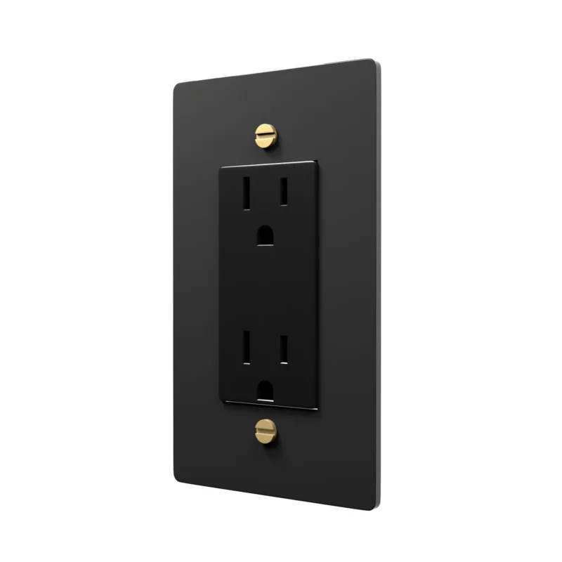 Black Electrical Outlet with Brass | Getswitches.com