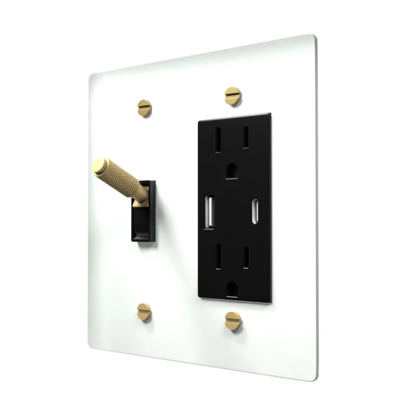 White Brass Toggle Switch & Outlet Combo | Getswitches.com